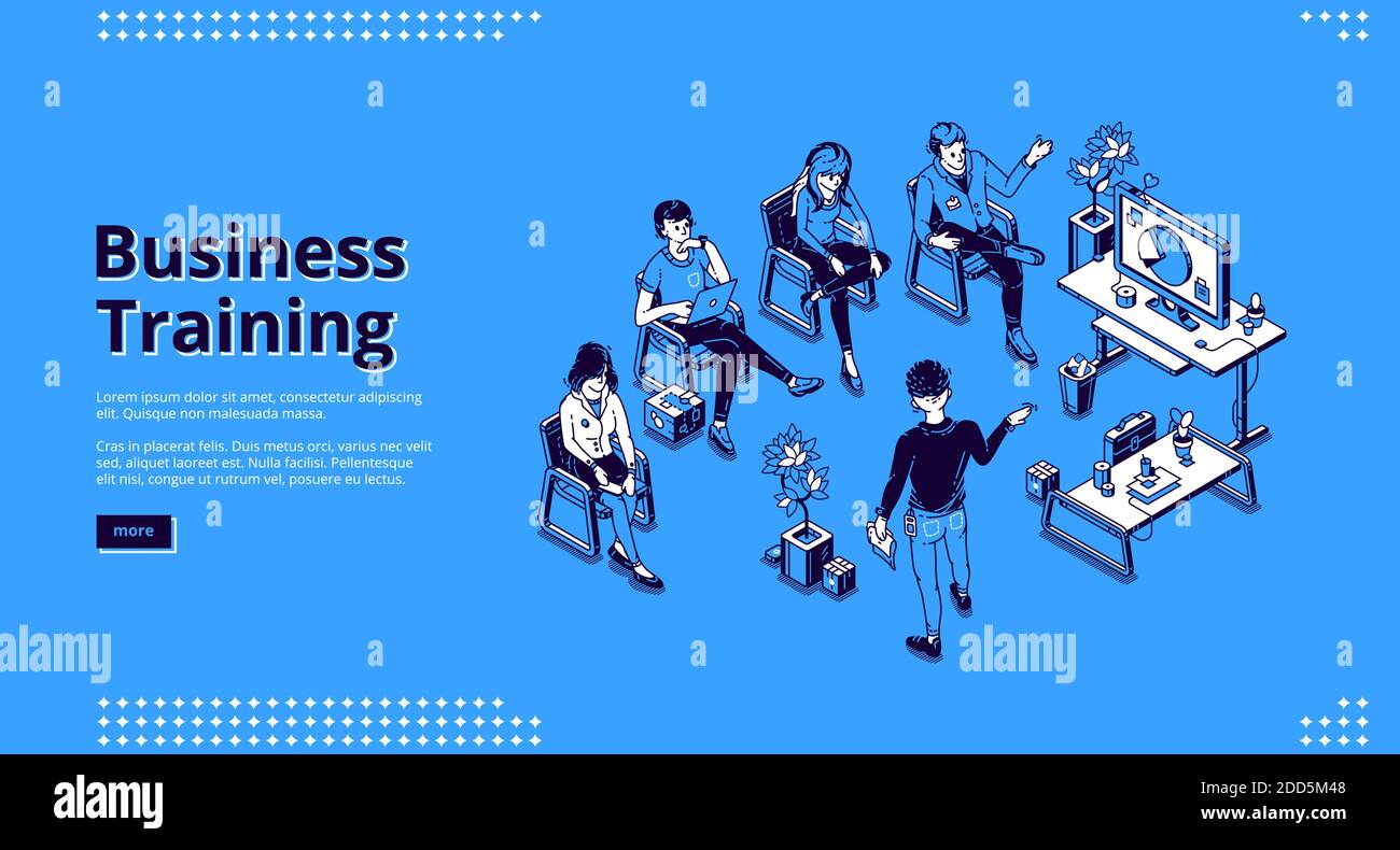 Business training isometric landing page. Corporate education ...