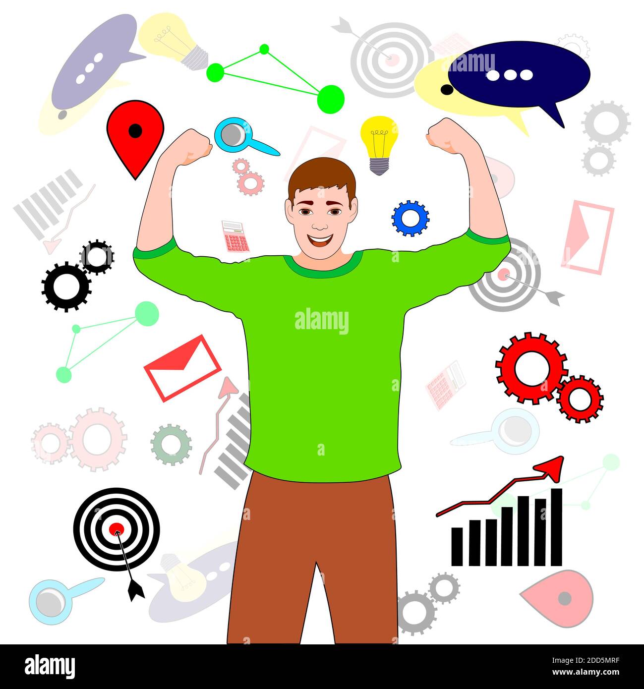 The concept of creative work, a man working on an idea. Creativity in ...