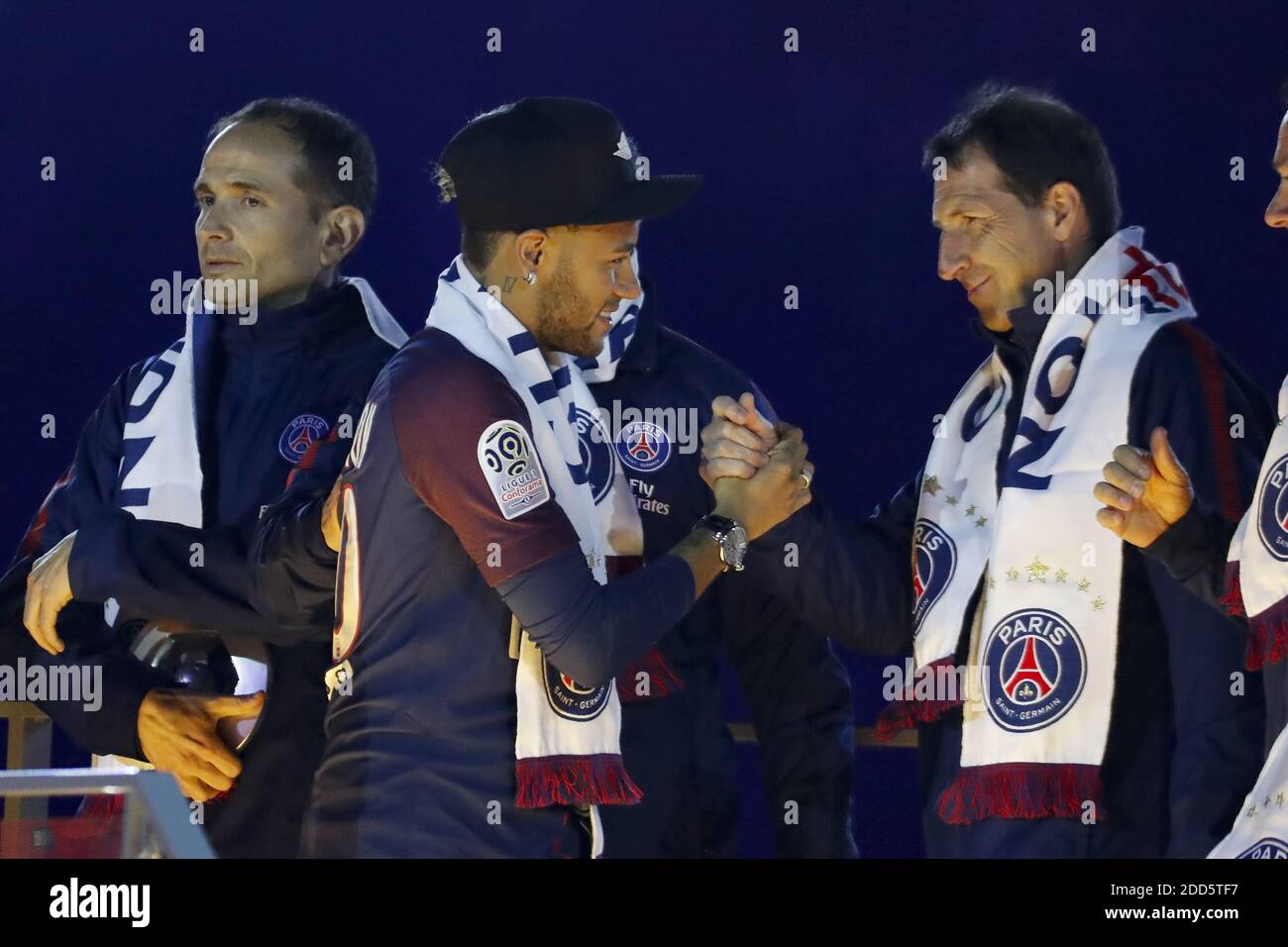 PSG's Neymar receiving the Hexagonal Trophy for Champion of France ...