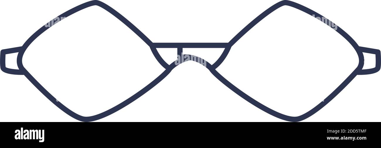 glasses with lens of diamond shape, line style on white background ...