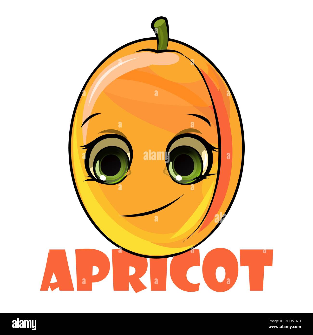 Apricot fruits. Face. Inscription. The isolated object on a white ...