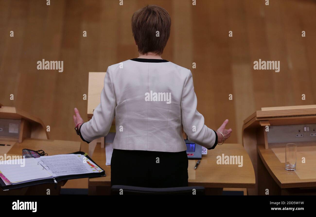 MSP First Minister Nicola Sturgeon addressing MSPs on updates to the ... MSP First Minister Nicola Sturgeon addressing MSPs on updates to the ...