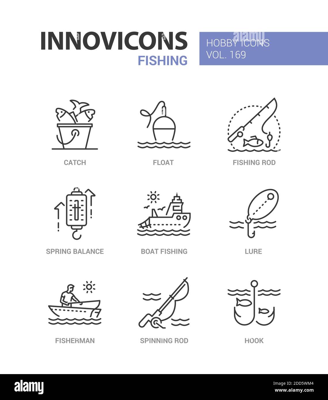 Fishing - modern line design style icons set Stock Vector Image & Art ...