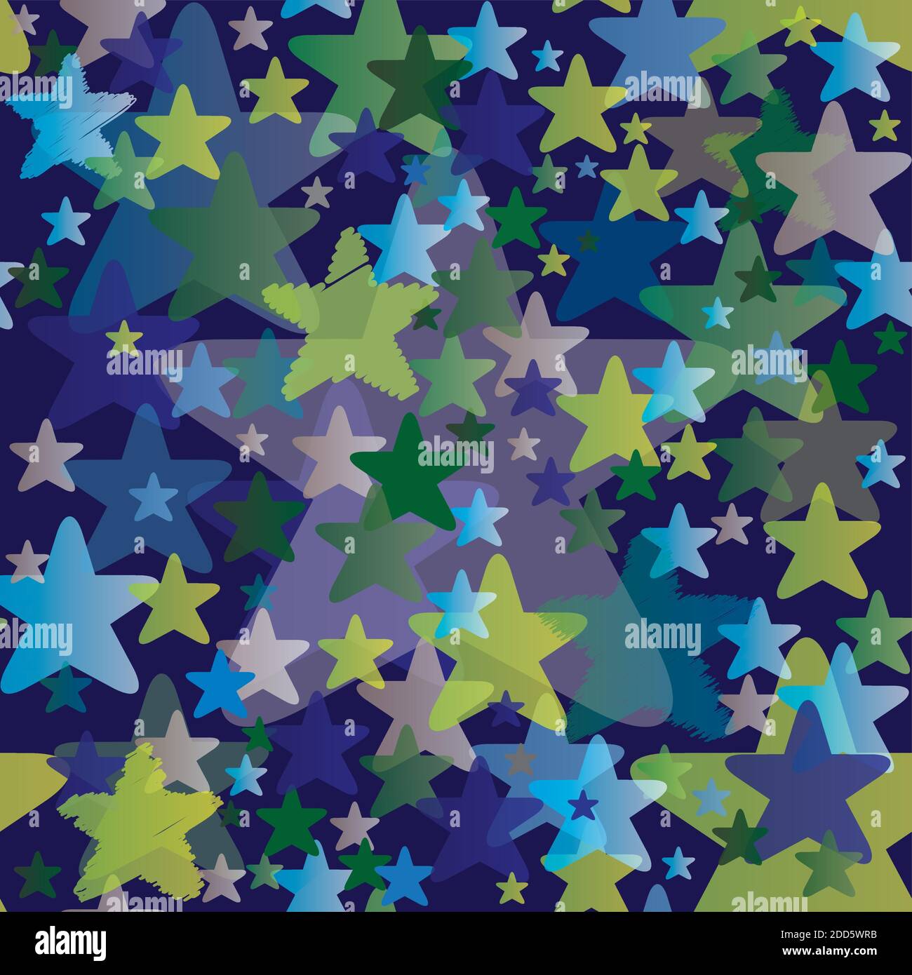 Seamless Pattern with Stars - Night Sky Background - Blue and Green ...