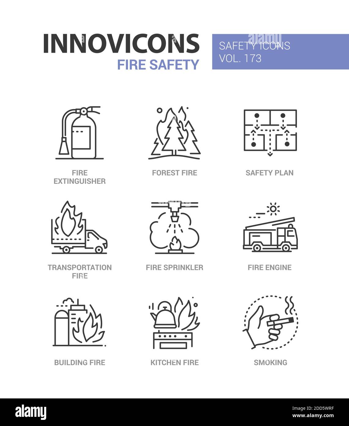 Fire safety - modern line design style icons set Stock Vector Image ...