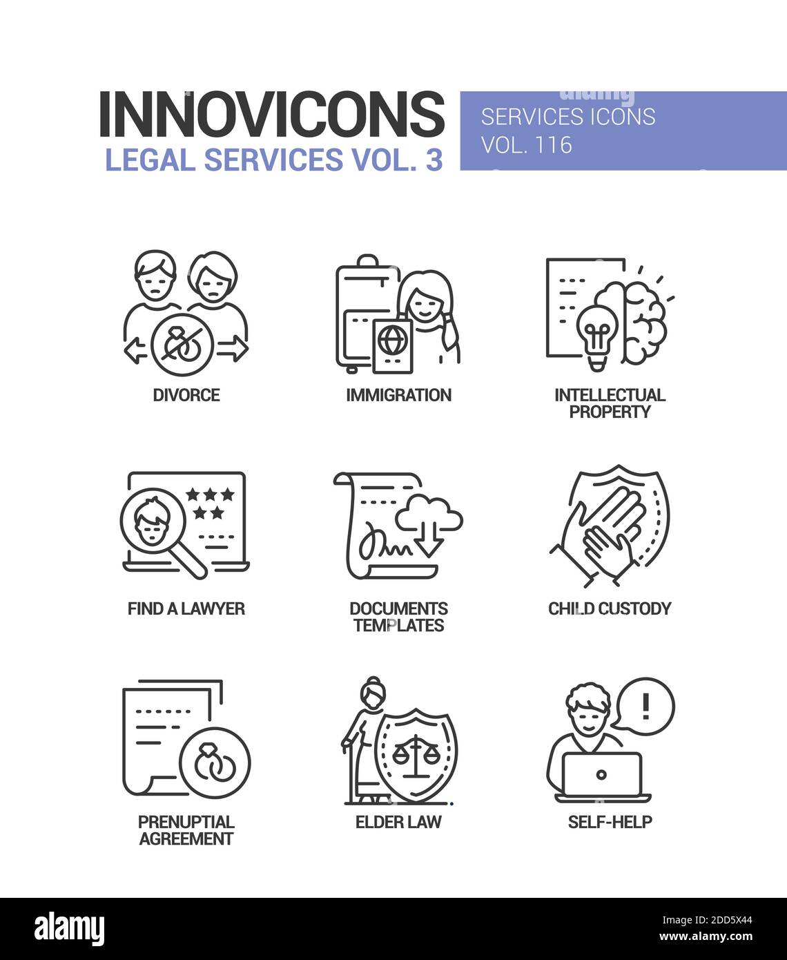 Legal services - line design style icons set Stock Vector Image & Art ...