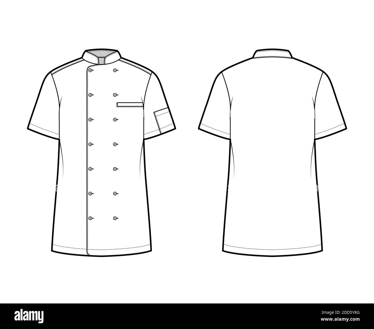 Shirt bakers chefs uniform technical fashion illustration with short ...