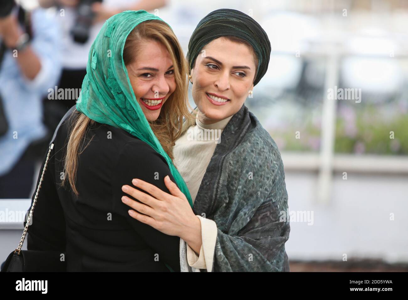 Actresses Marzieh Rezaei and Behnaz Jafari attend the photocall for '3 Faces (Se Rokh)' during ...