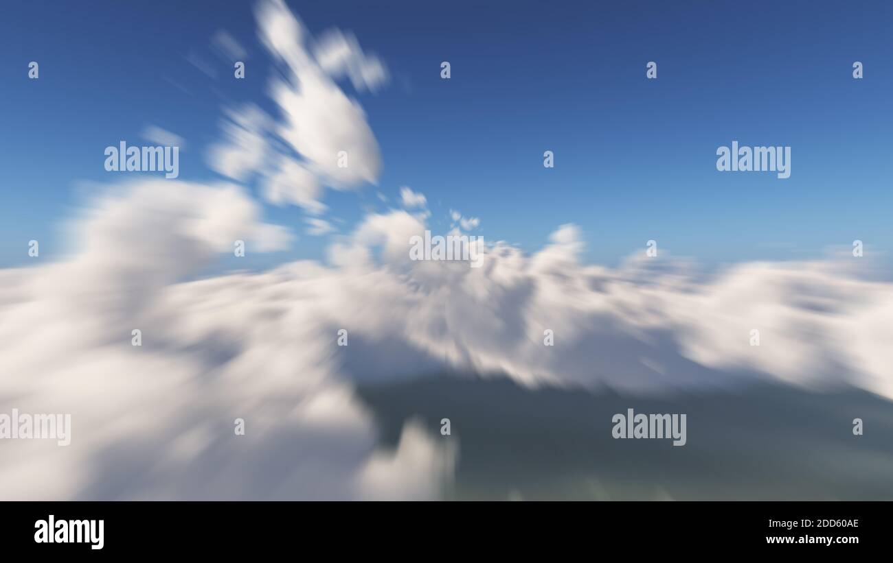 fly above big clouds landscape, 3d render illustration Stock Photo - Alamy