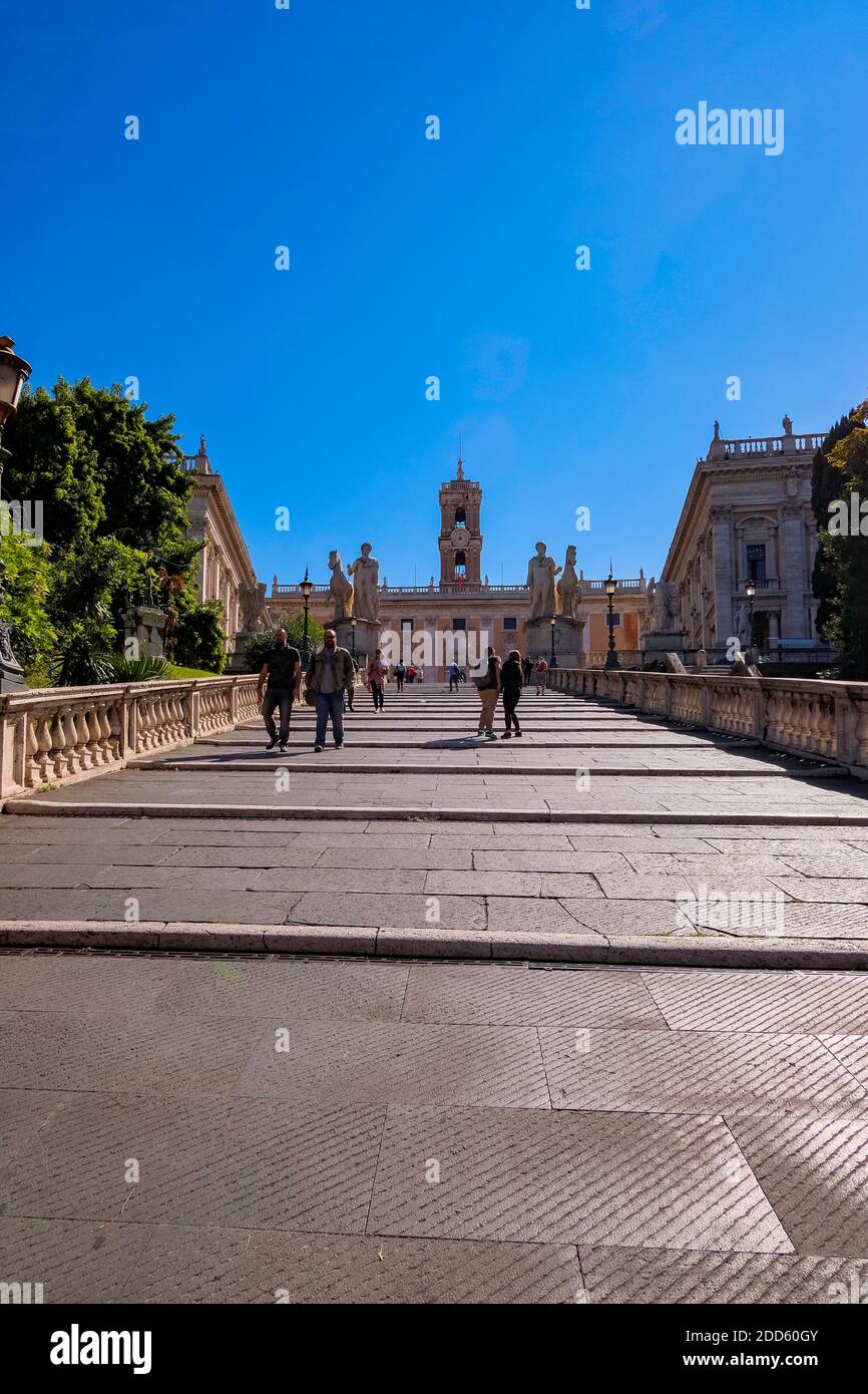 The Stairs of Cordonata Capitolina and Palazzo Senatorio in Capitoline ...