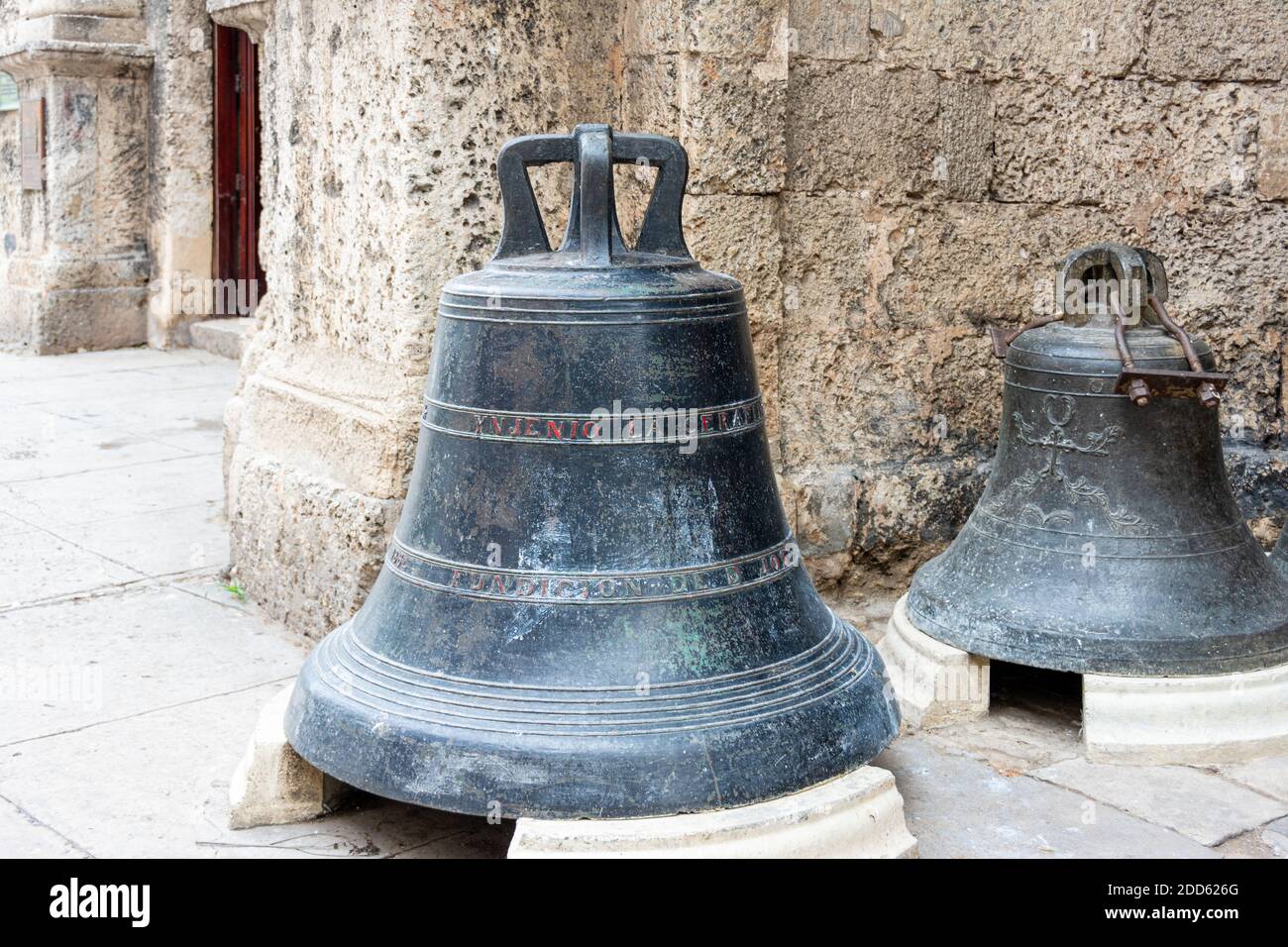 Colonial bell in entrance of cathedral, Old Havana, Cuba Stock Photo ...