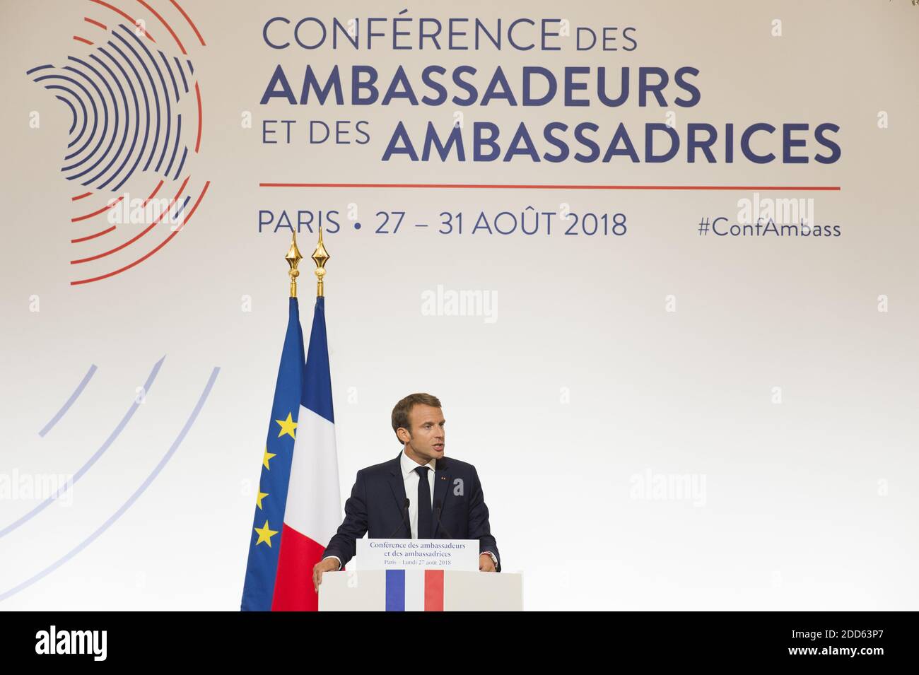 French President Emmanuel Macron delivers a speech during the annual ...