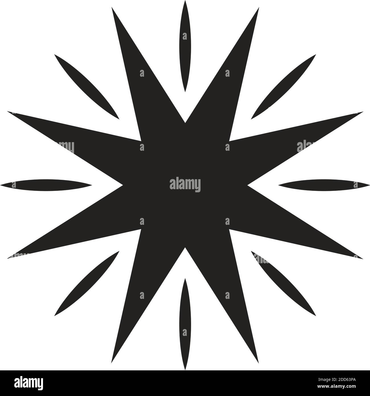 star with 8 points and lines silhouette style icon vector design Stock ...