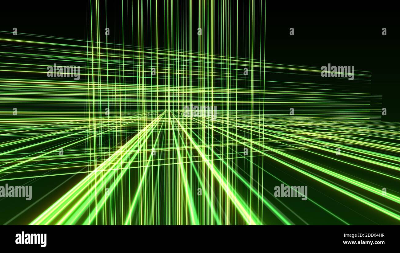 3d line neon cube in space, render illustration Stock Photo - Alamy