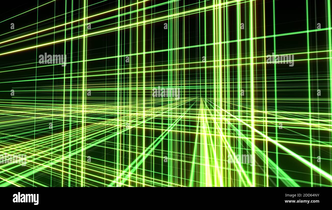 3d line neon cube in space, render illustration Stock Photo - Alamy