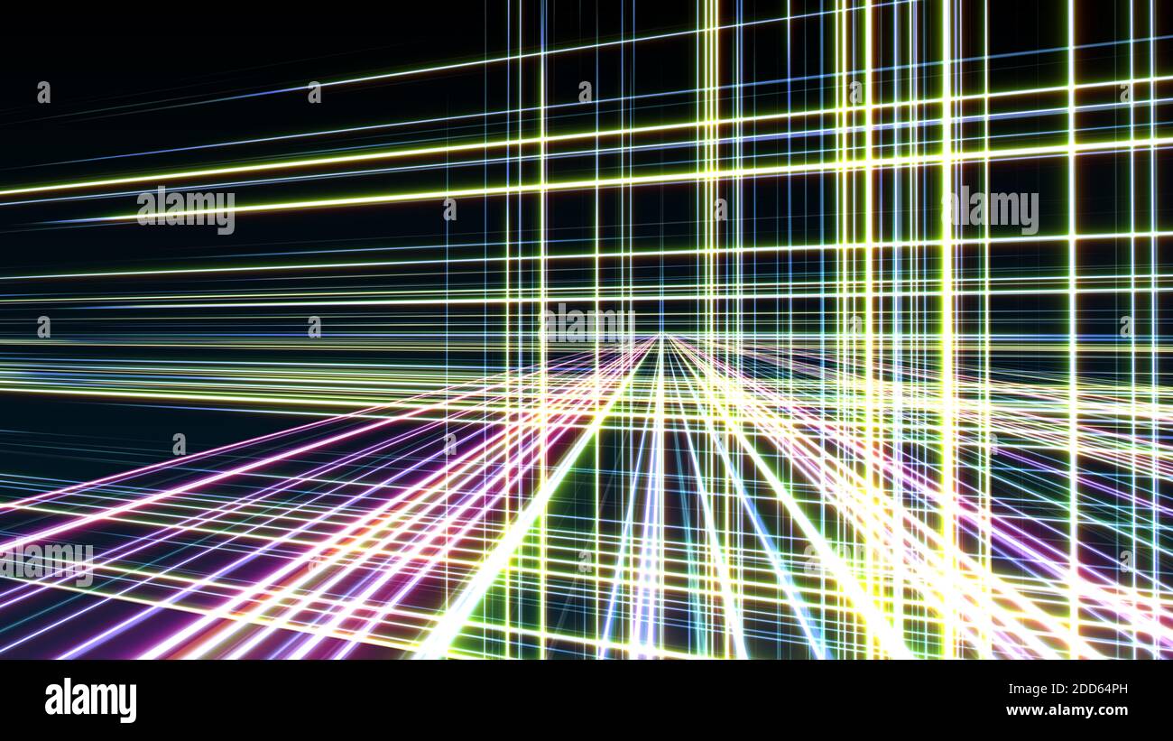 3d line neon cube in space, render illustration Stock Photo - Alamy