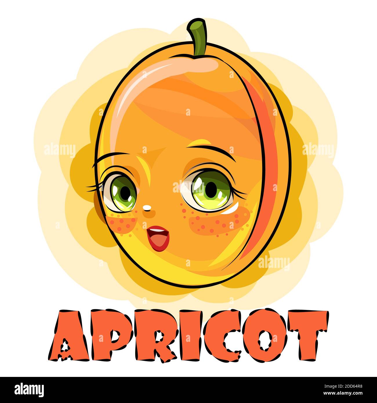 Apricot fruits on an abstract background. Face. Inscription. Isolated ...