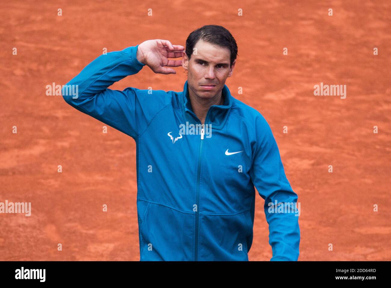Rafael Nadal winning the men's final in stand during French Tennis Open ...