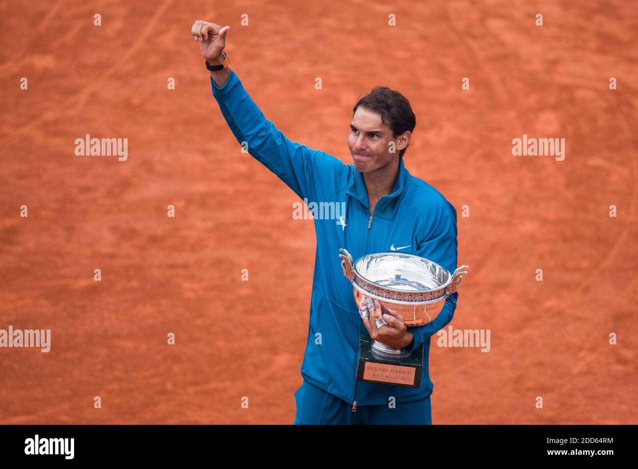 Rafael Nadal winning the men's final in stand during French Tennis Open ...