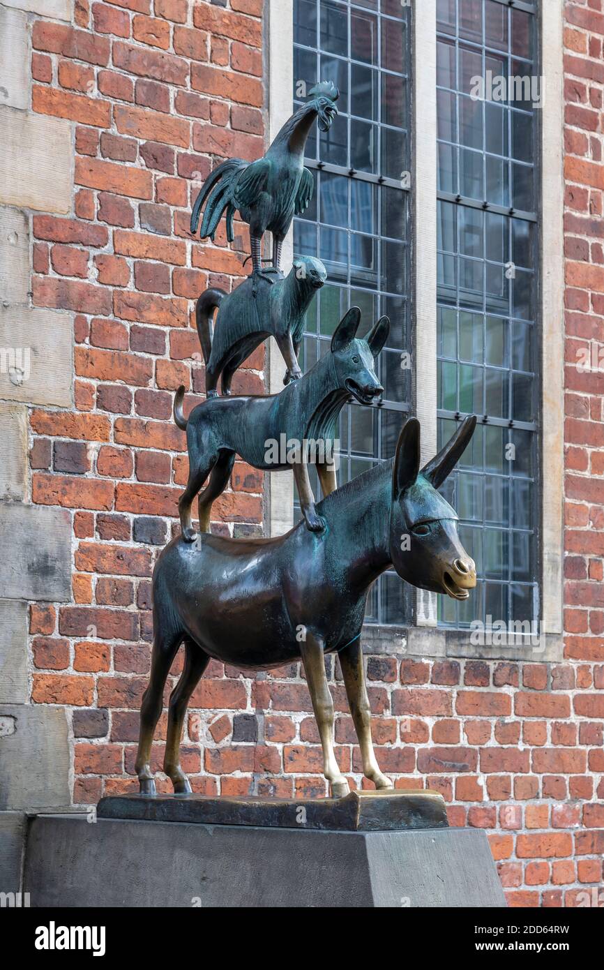 Bremen's famous sculpture by Gerhard Marcks, called the Town Musicians ...