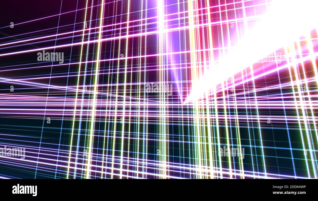 3d line neon cube in space, render illustration Stock Photo - Alamy