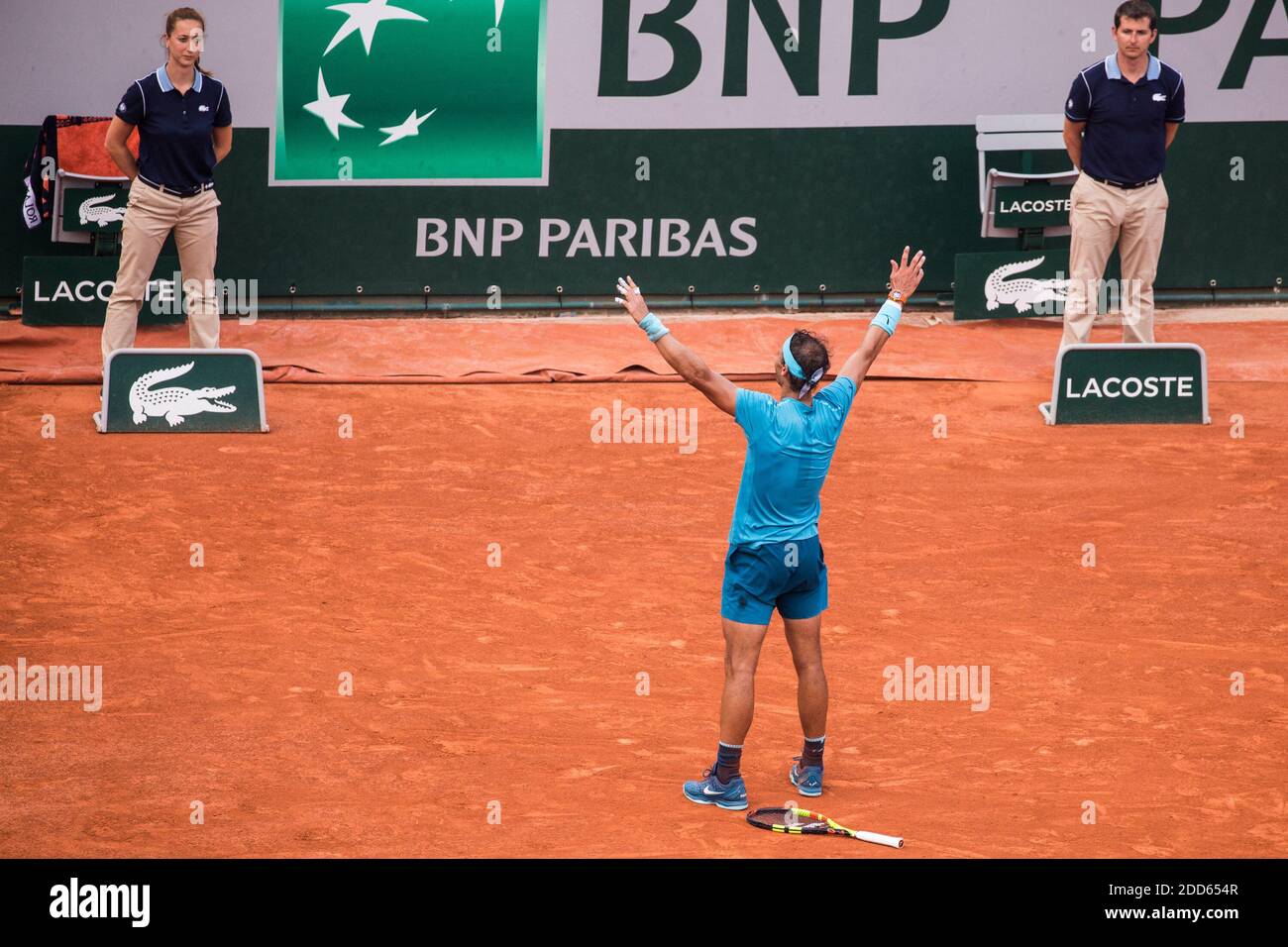 Rafael Nadal winning the men's final in stand during French Tennis Open ...