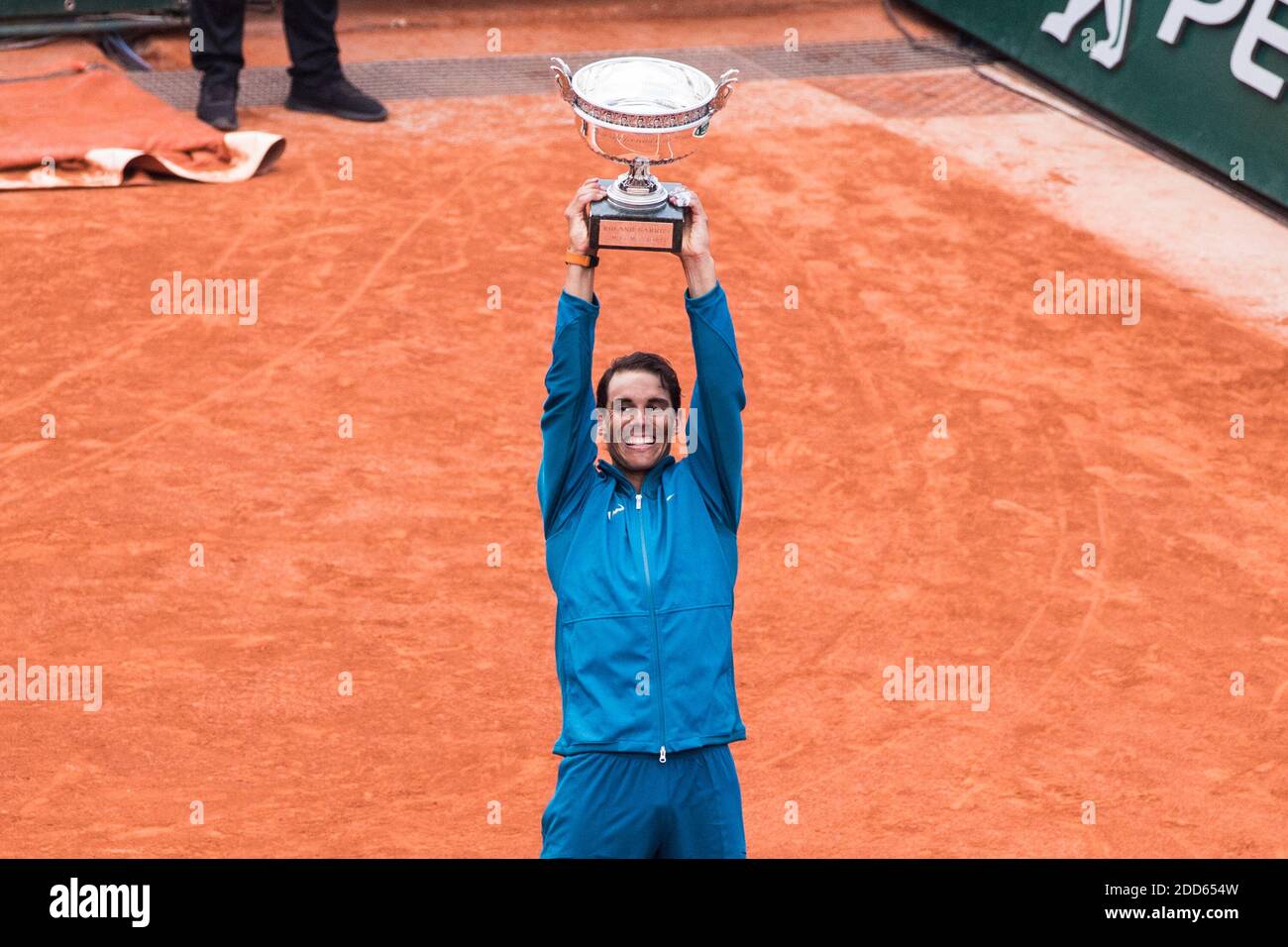 Rafael Nadal winning the men's final in stand during French Tennis Open ...