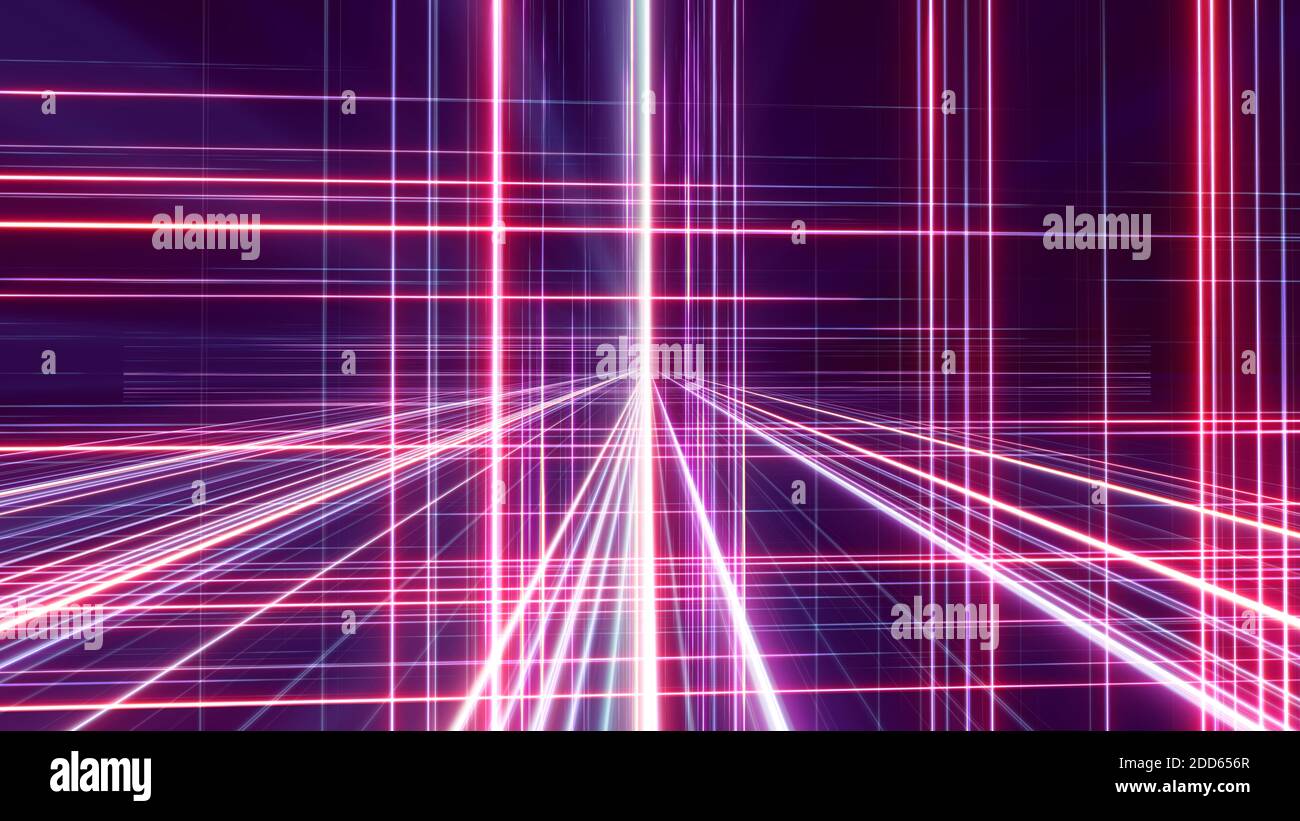 3d line neon cube in space, render illustration Stock Photo - Alamy