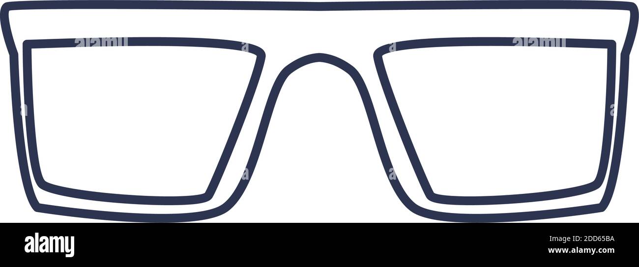 glasses with rectangle lens, line style on white background vector ...