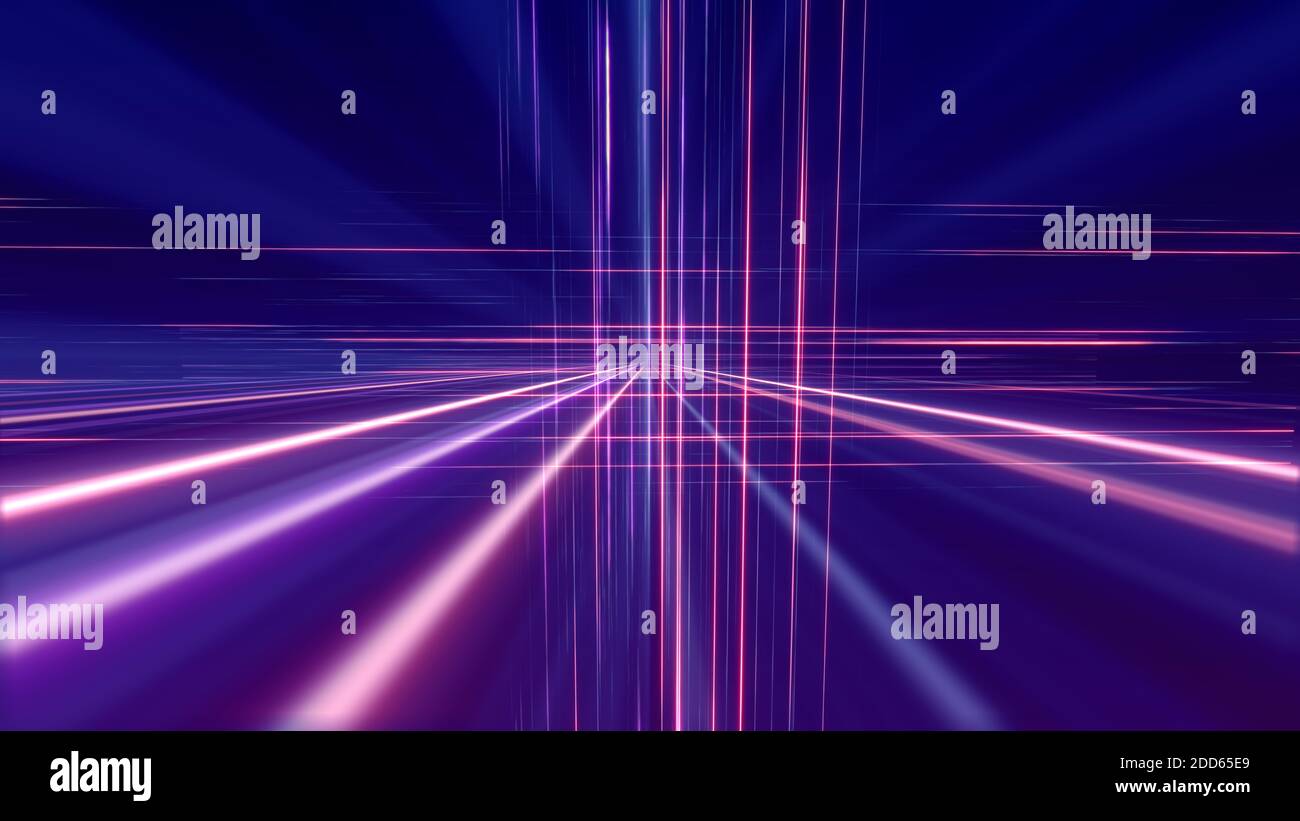 3d line neon cube in space, render illustration Stock Photo - Alamy