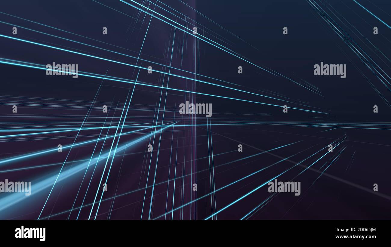 3d line neon cube in space, render illustration Stock Photo - Alamy