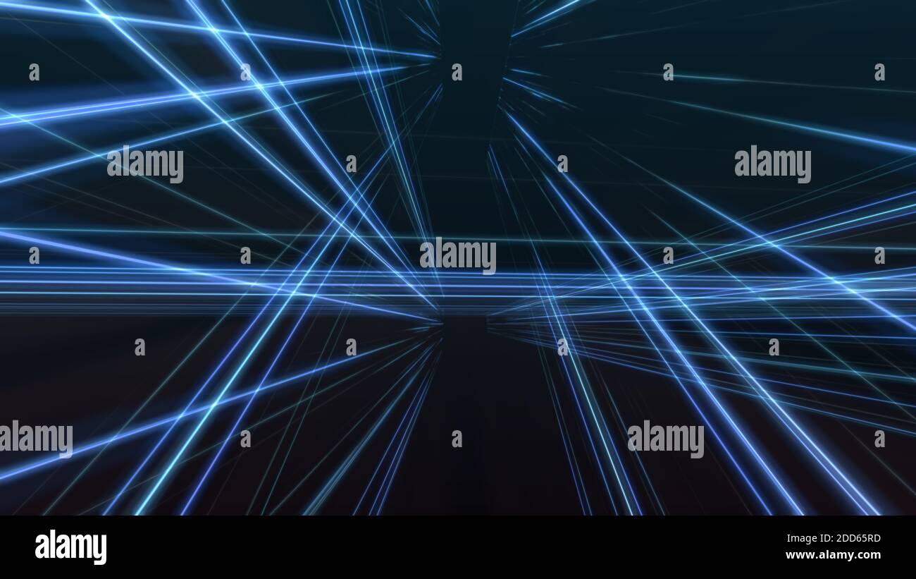 3d line neon cube in space, render illustration Stock Photo - Alamy