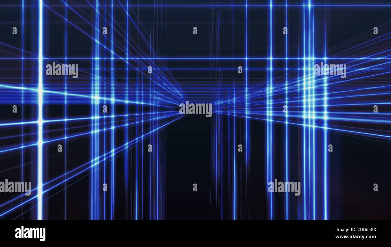 3d line neon cube in space, render illustration Stock Photo - Alamy