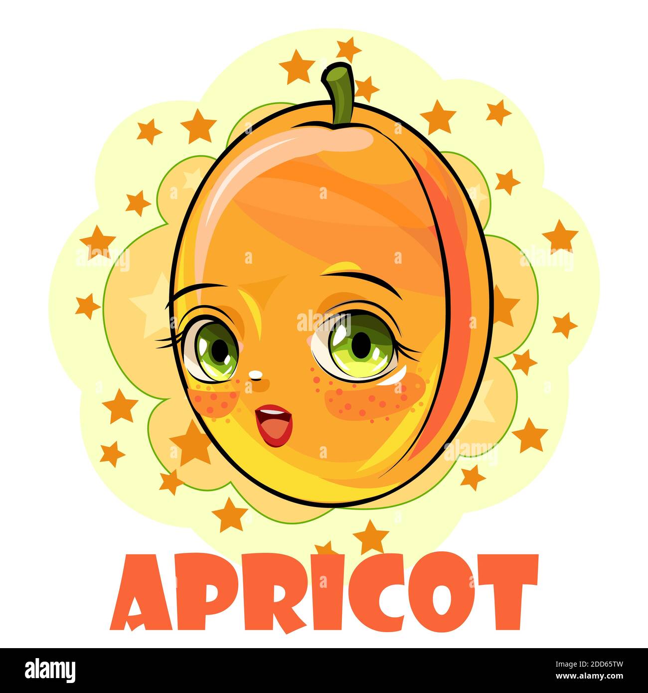 Apricot fruits on an abstract background. Face. Inscription. Isolated ...
