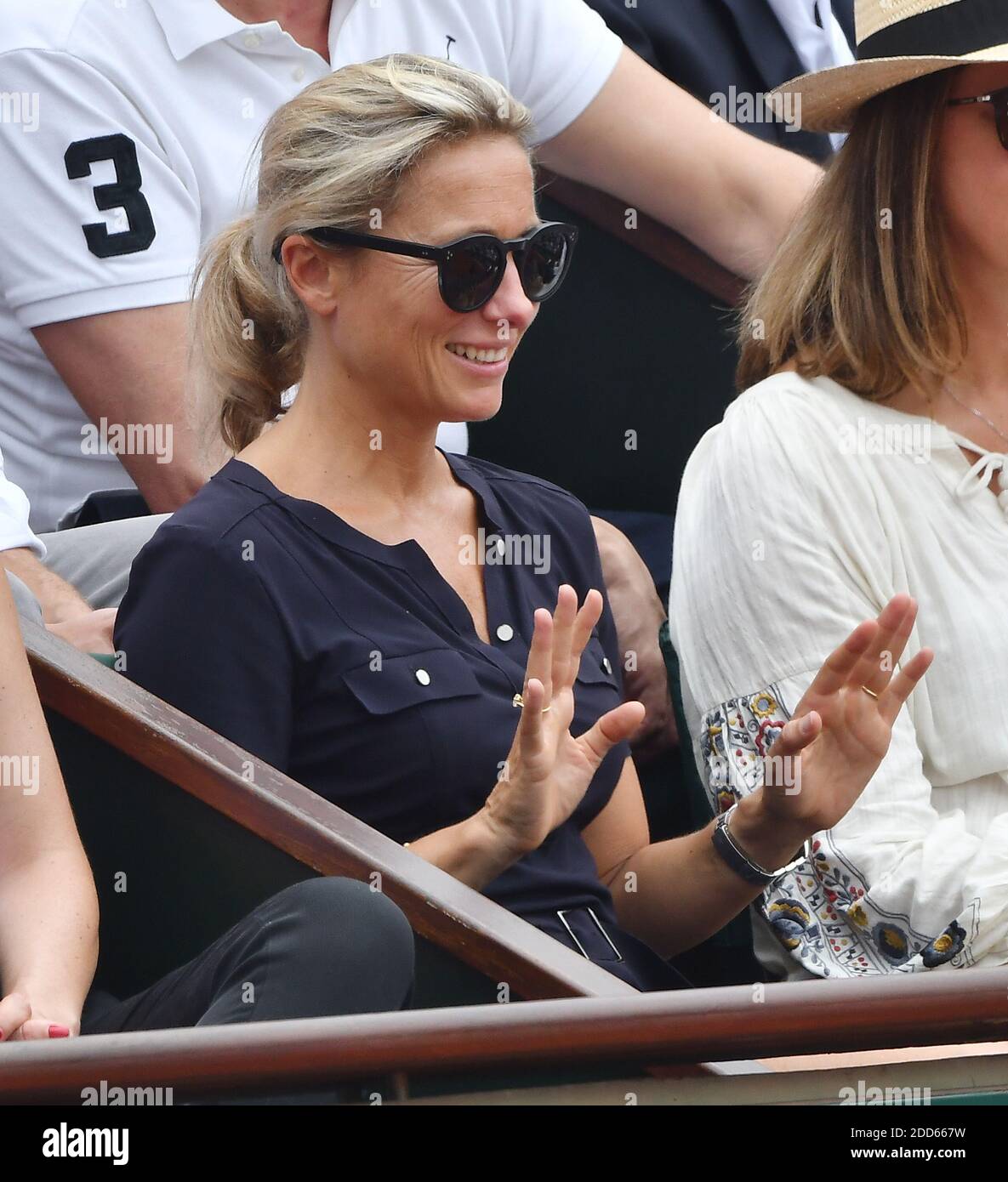 Anne-Sophie Lapix attends the Men Final of the 2018 French Open - Day ...