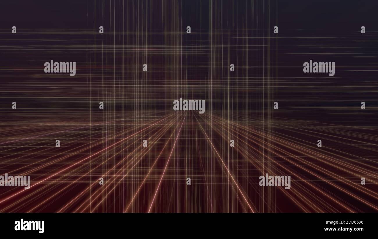 3d line neon cube in space, render illustration Stock Photo - Alamy