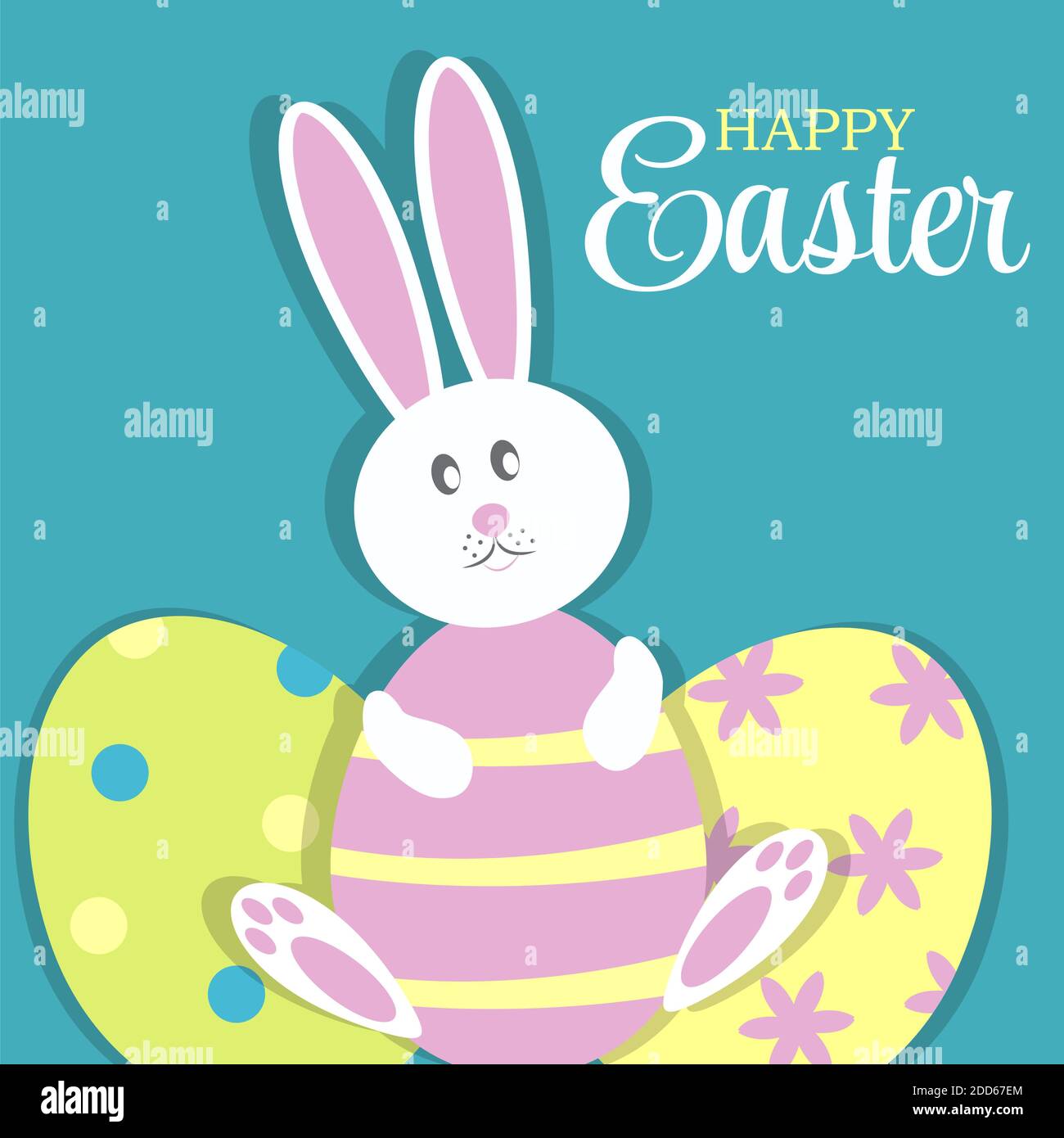 Colorful Happy Easter Background Illustration Stock Photo - Alamy