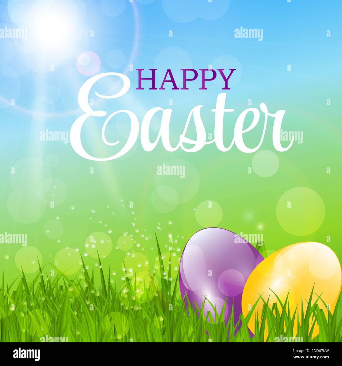 Colorful Happy Easter Background Illustration Stock Photo - Alamy