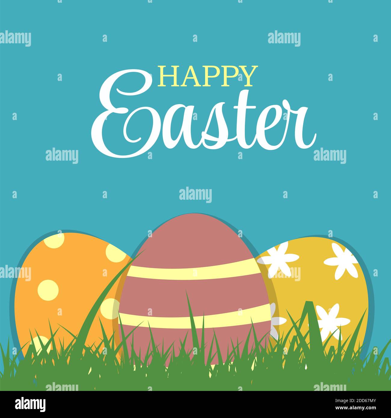 Colorful Happy Easter Background Illustration Stock Photo - Alamy