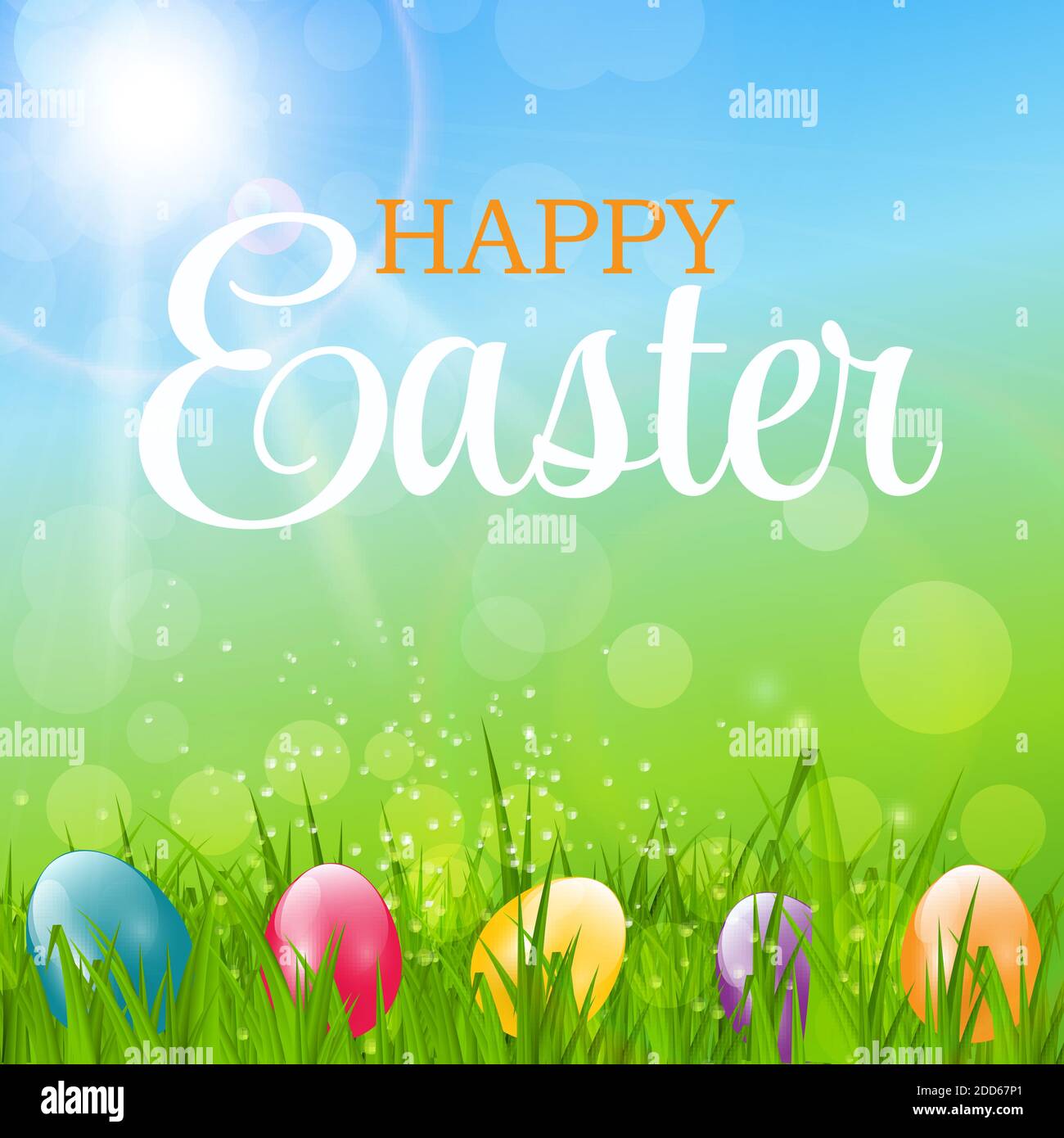 Colorful Happy Easter Background Illustration Stock Photo - Alamy