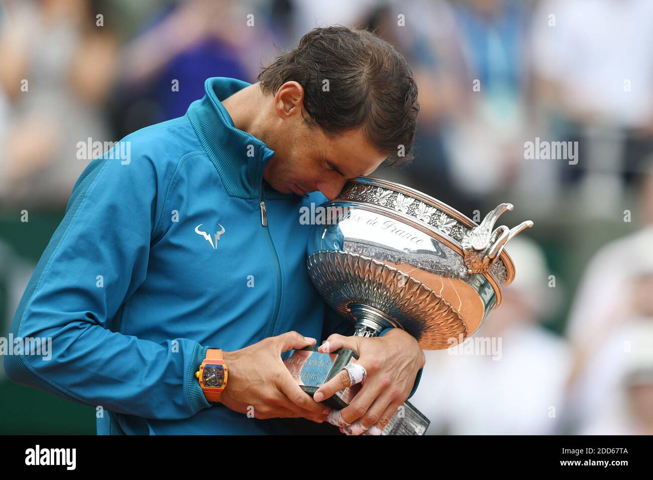 Rafael Nadal of Spain celebrates winning his 11th French Open during ...