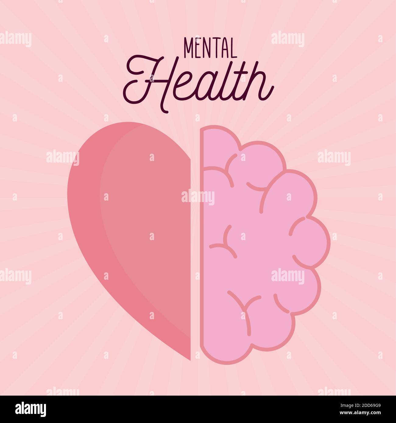 mental health with brain and heart icon vector design Stock Vector ...