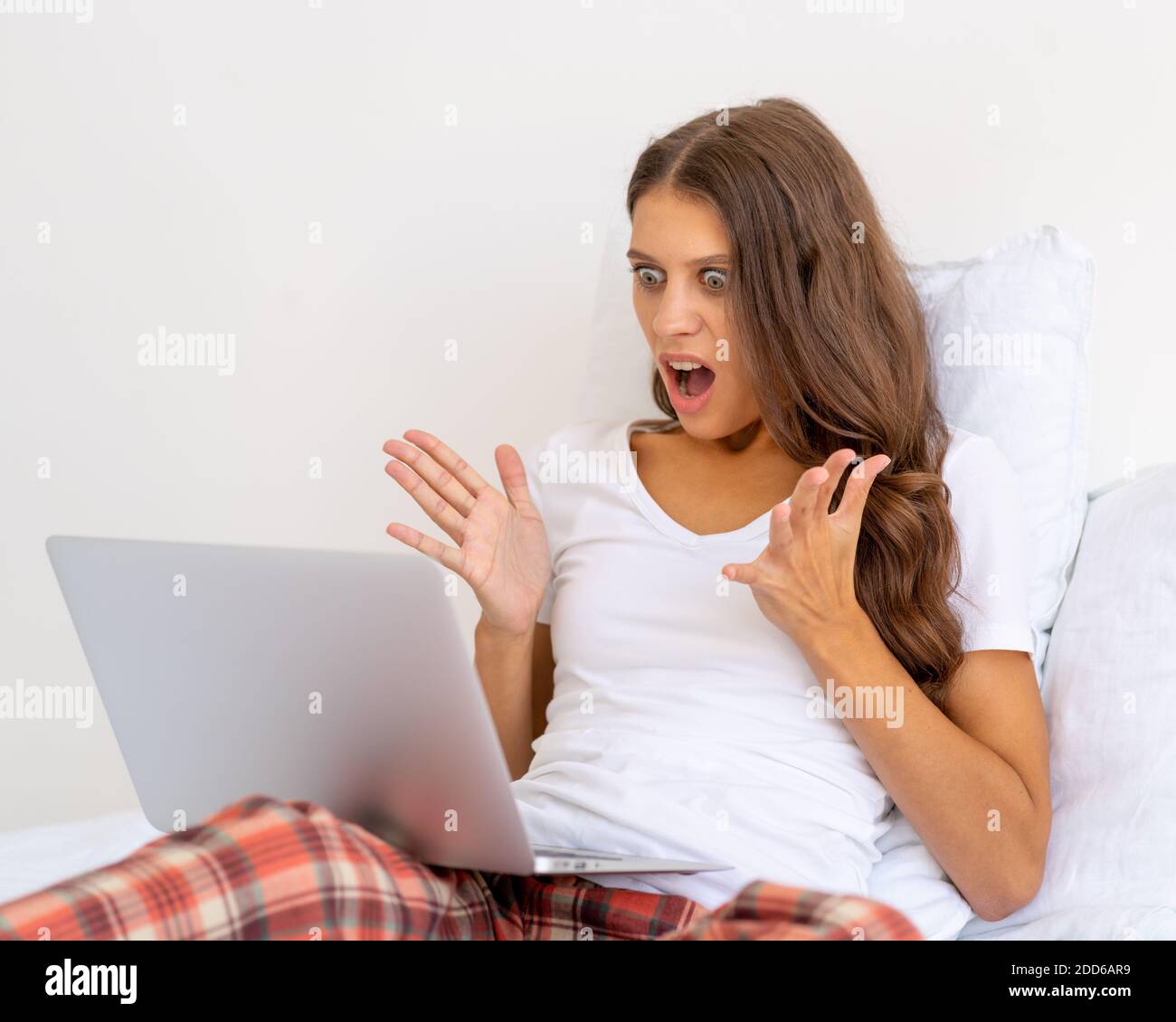 Female angering and annoying, broken Internet line. Young woman student ...