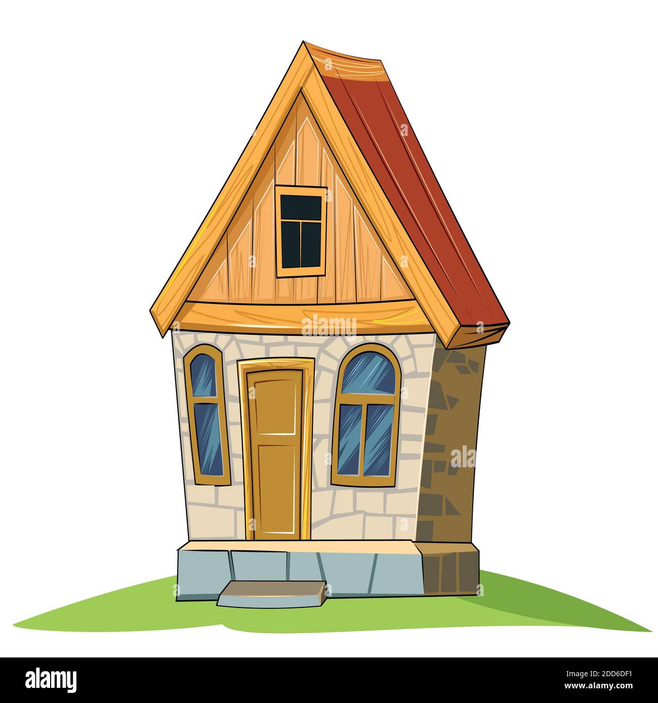 Stone house. Fabulous cartoon object. Cute childish style. Ancient ...