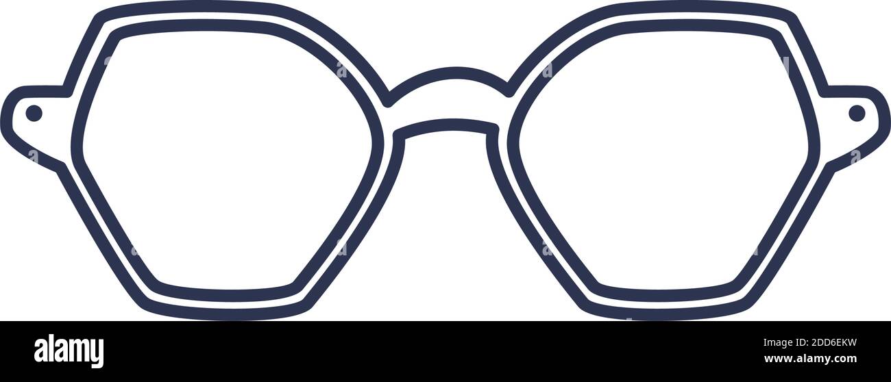 glasses of hexagon lens, line style on white background vector ...