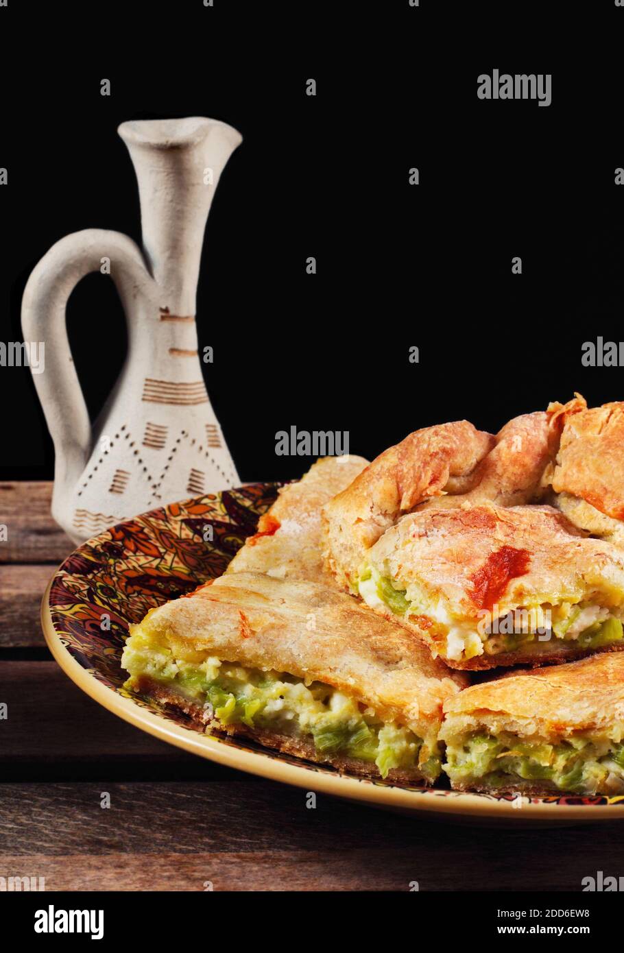 Traditional balkan leek and cheese pie zelnik (shallow dof Stock Photo ...