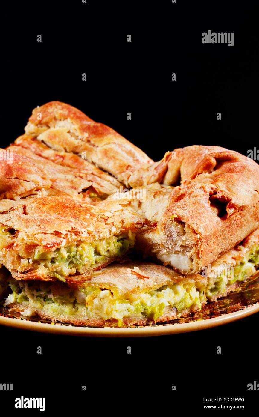 Traditional balkan leek and cheese pie zelnik (shallow dof Stock Photo ...