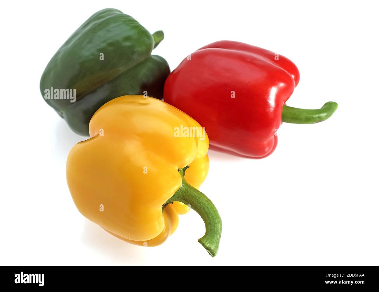 Red Yellow and Green Sweet Pepper, capsicum annuum, Against White ...