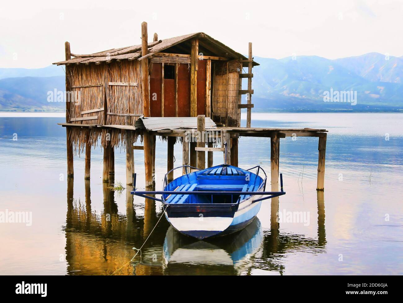 A traditional fishing hut in Lake Dojran, Macedonia Stock Photo - Alamy