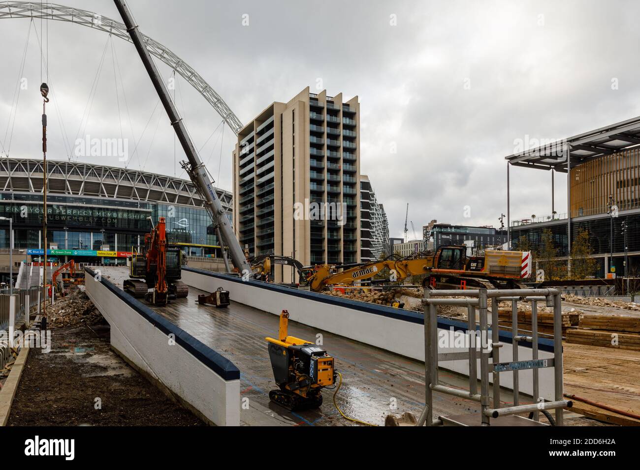 Wembley Stadium, Wembley Park, UK. 24th November 2020. Demolition of ...
